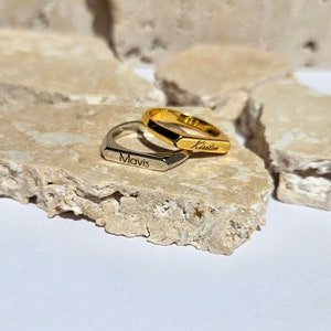 Custom Signet Ring - Bar Ring - Engraved Ring - Personalized Name Ring ...
