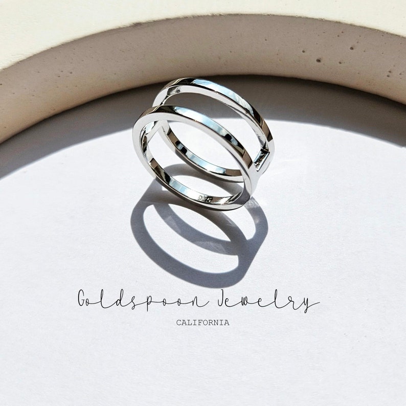 Double Band Ring - Silver Ring - Statement Ring - Minimalist Ring ...