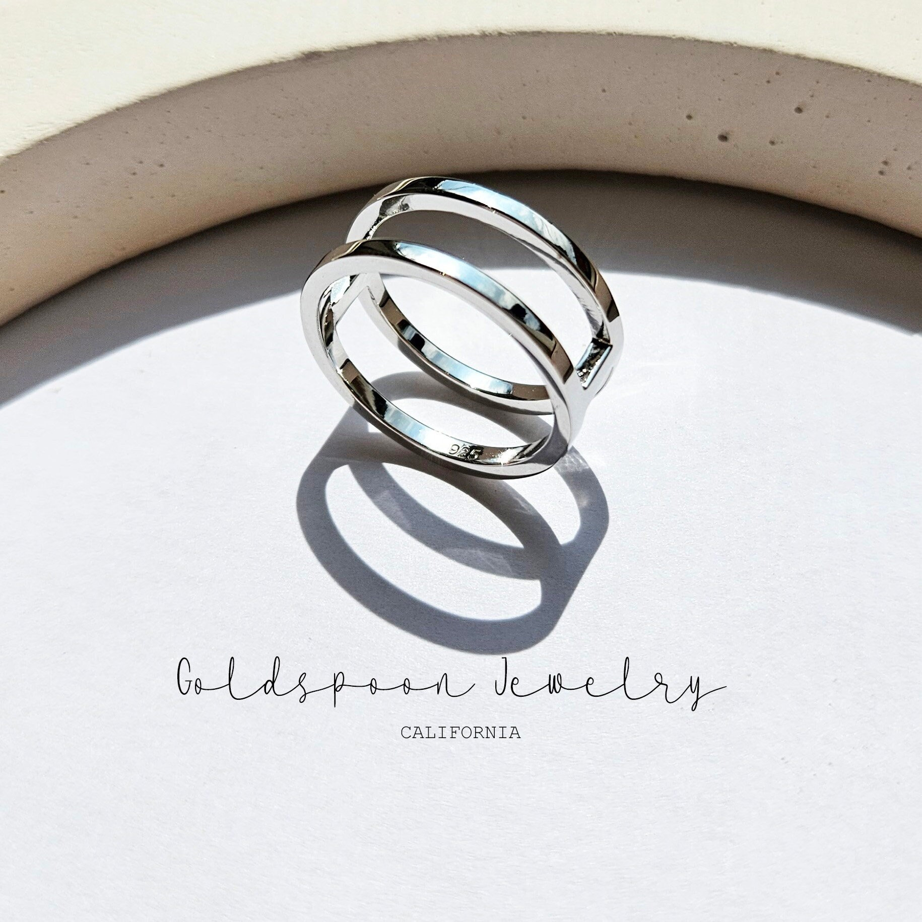 Double Band Ring - Silver Ring - Statement Ring - Minimalist Ring ...