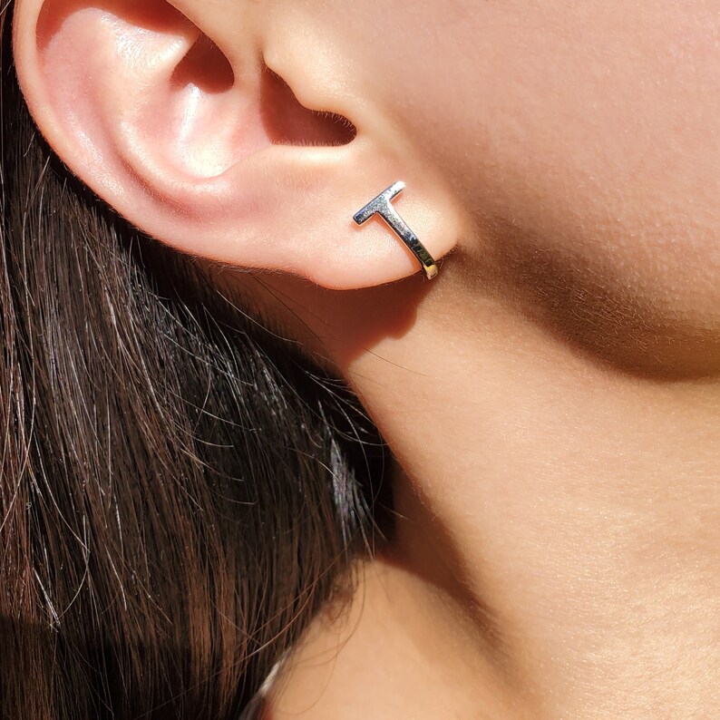 Hoop Earrings Gold Hoop Earrings T Bar Hoop Earrings Dainty | Etsy