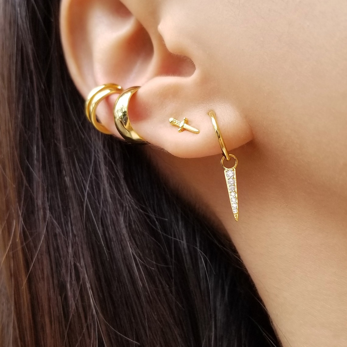 Spike Earrings Spike Hoop Earrings Minimalist Earrings | Etsy