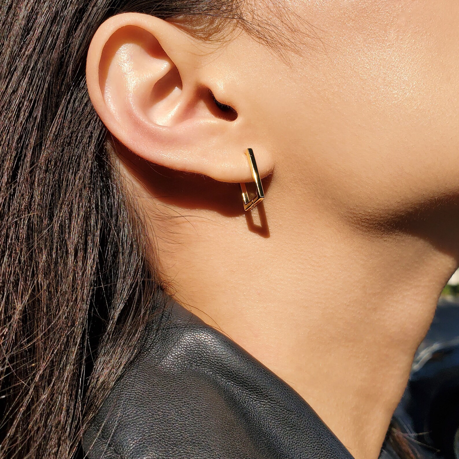 Rectangle Earrings Rectangle Hoop Earrings Geometric | Etsy