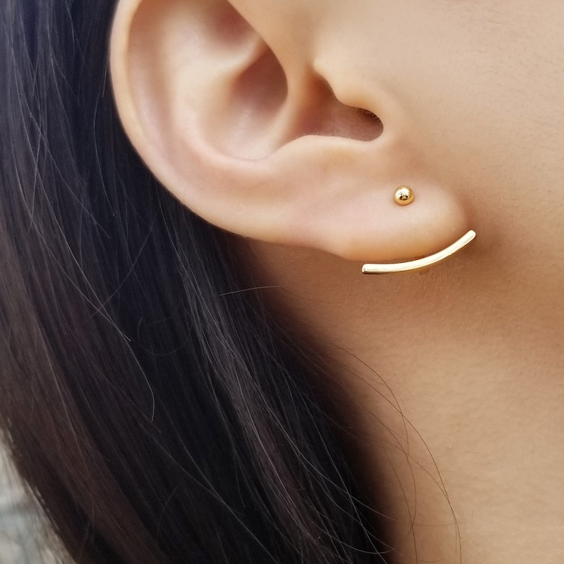 Ear Jacket Bar Ear Jackets Minimalist Earrings Gold Ear - Etsy