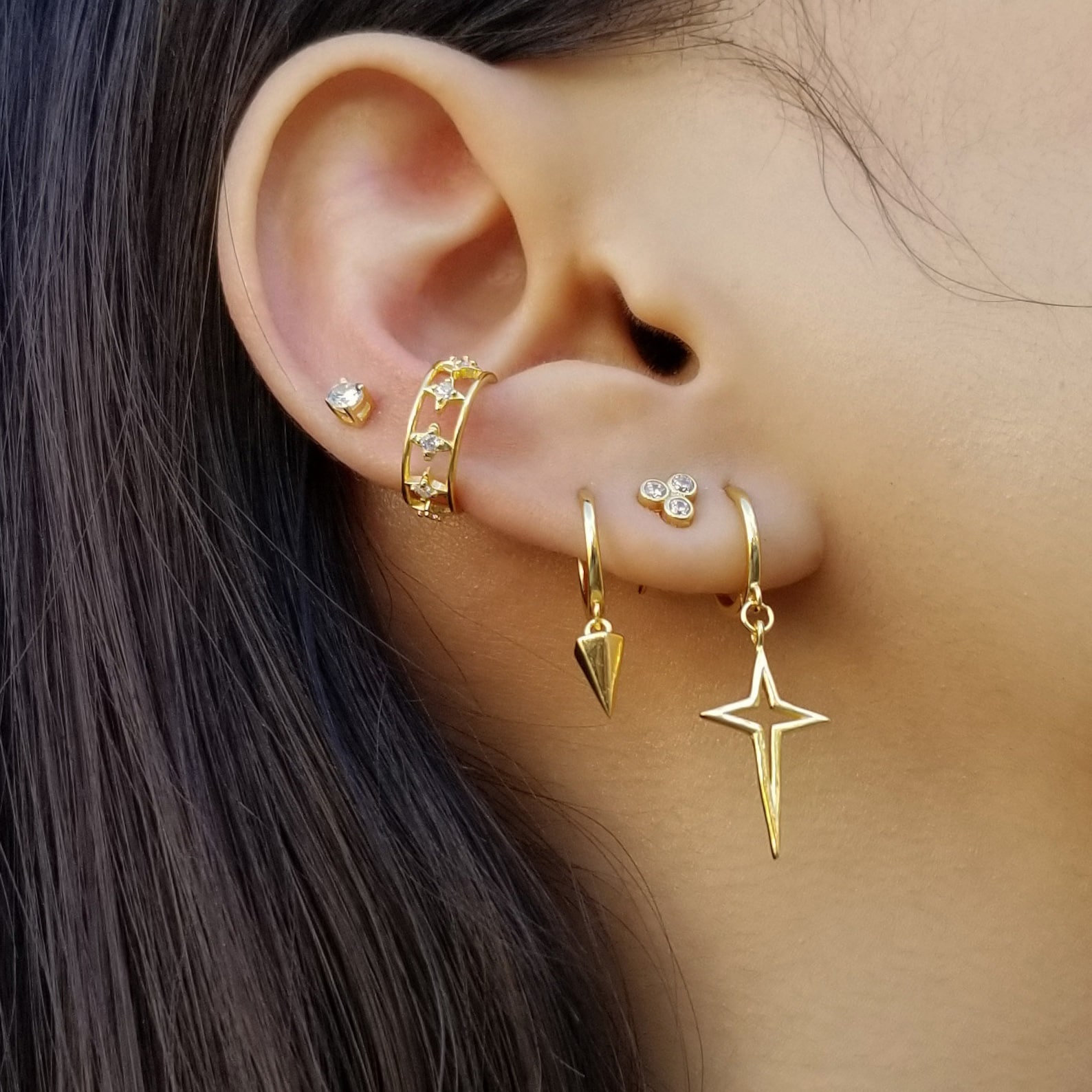 Spike Earrings Spike Huggie Earrings Spike Hoop Earrings | Etsy