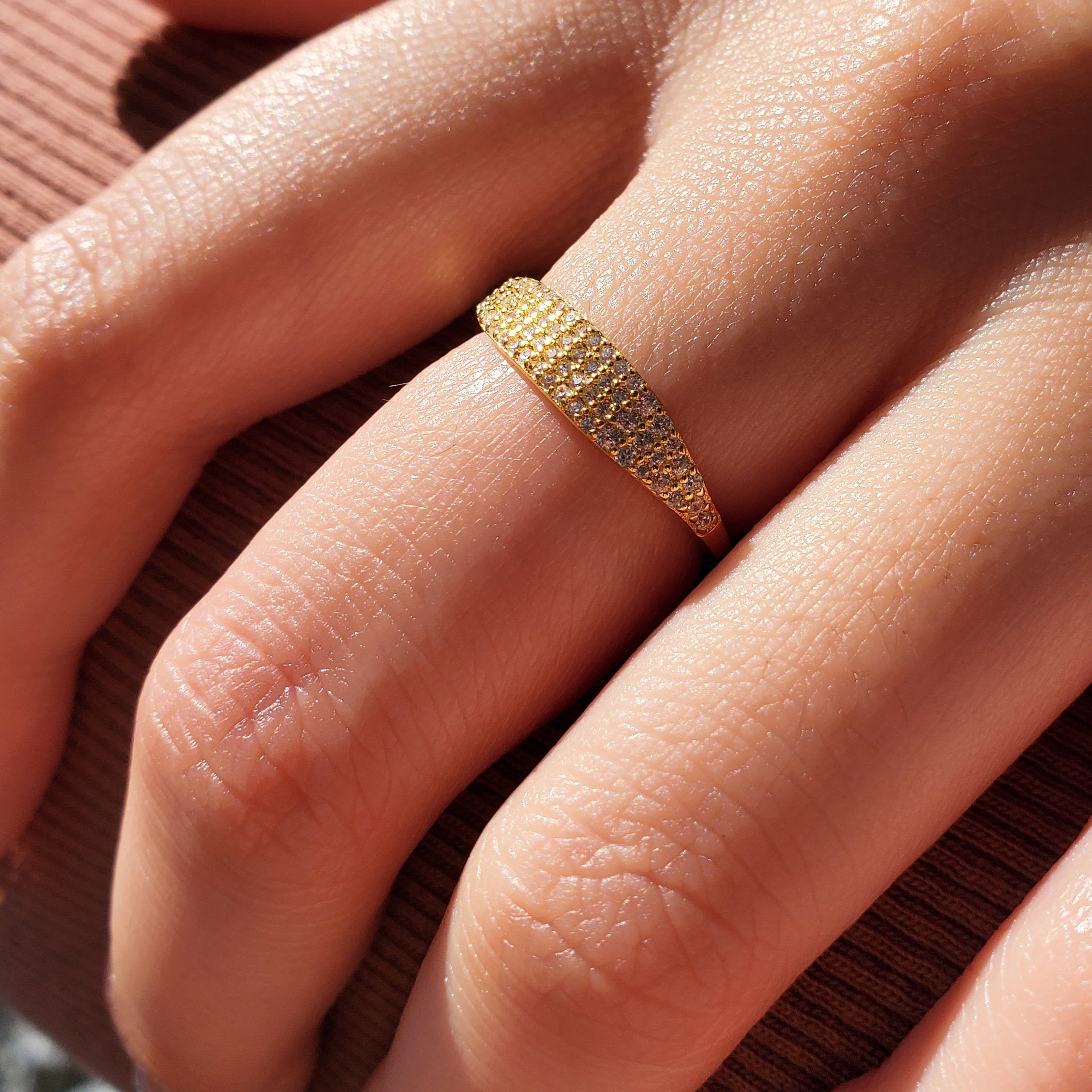 Pave Signet Ring Stacking Ring Statement Ring Gold Signet - Etsy