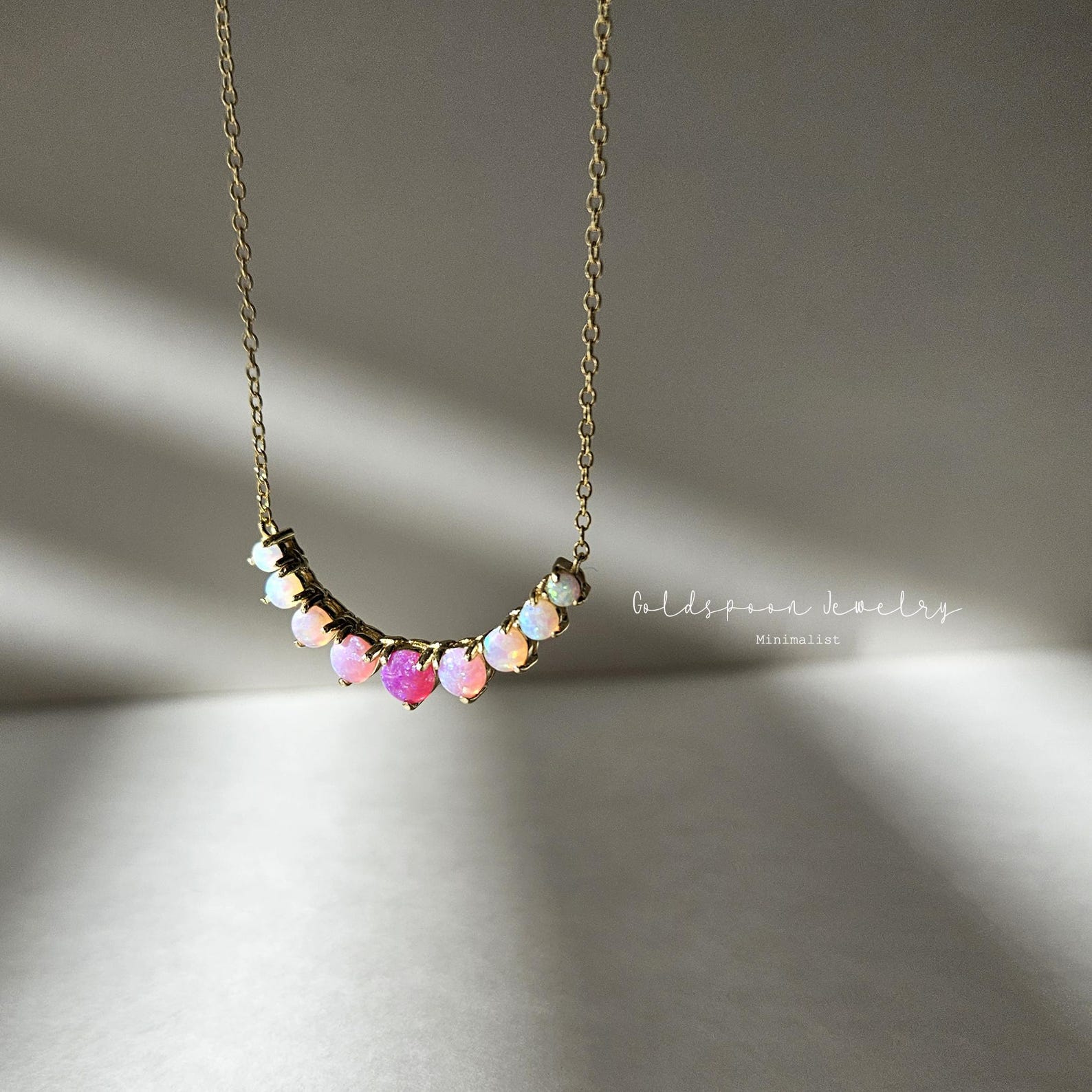 Opal Necklace in 5 Different Tones - Ombre Necklace - Multi Opal ...