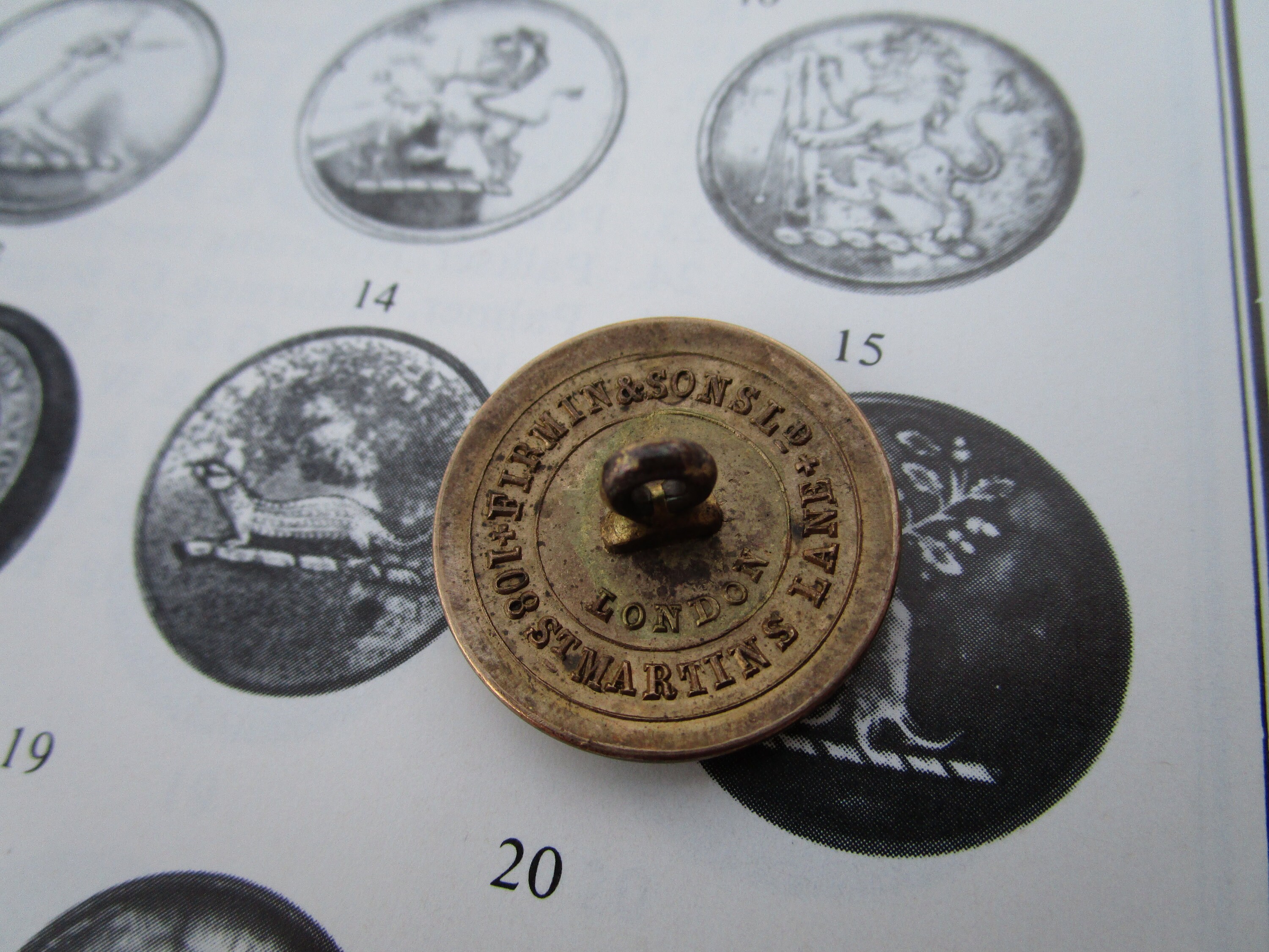 Antique British Livery Button Featuring a Falcon Bird on a Rock or ...