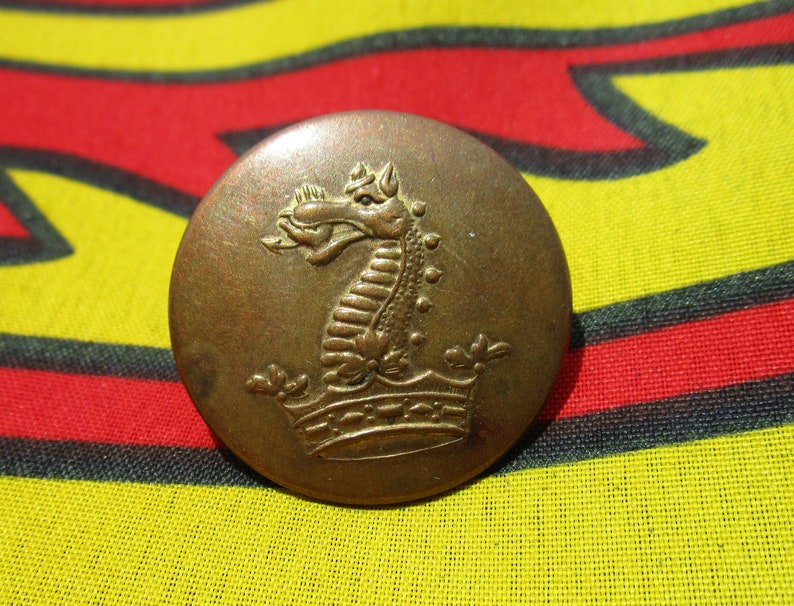 Antique Livery Button of a Heraldic Tiger Holding a Hand Out of a Crown ...