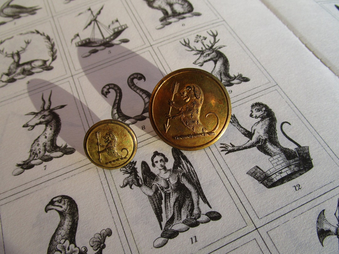 Antique British Livery Button Featuring an Ermine Talbot Dog and an ...