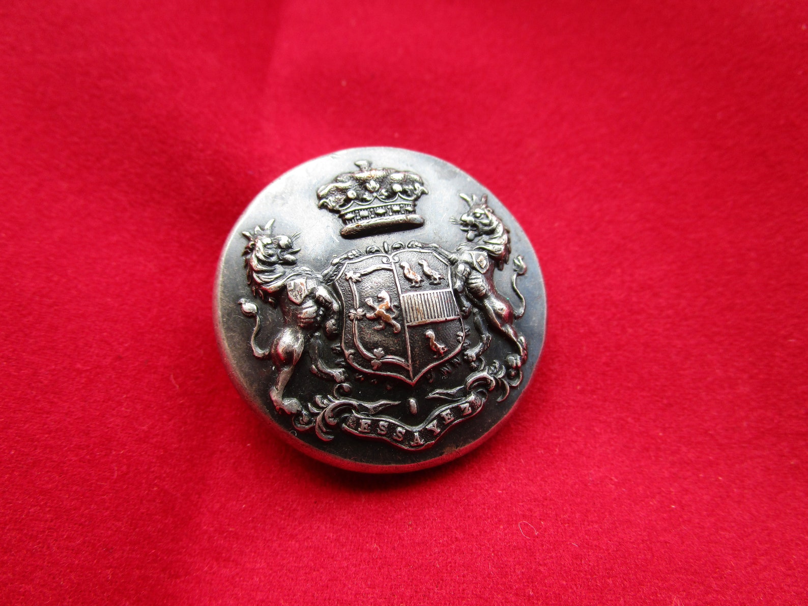 Antique Livery Button of a British Coat of Arms Armorial Family Crest ...