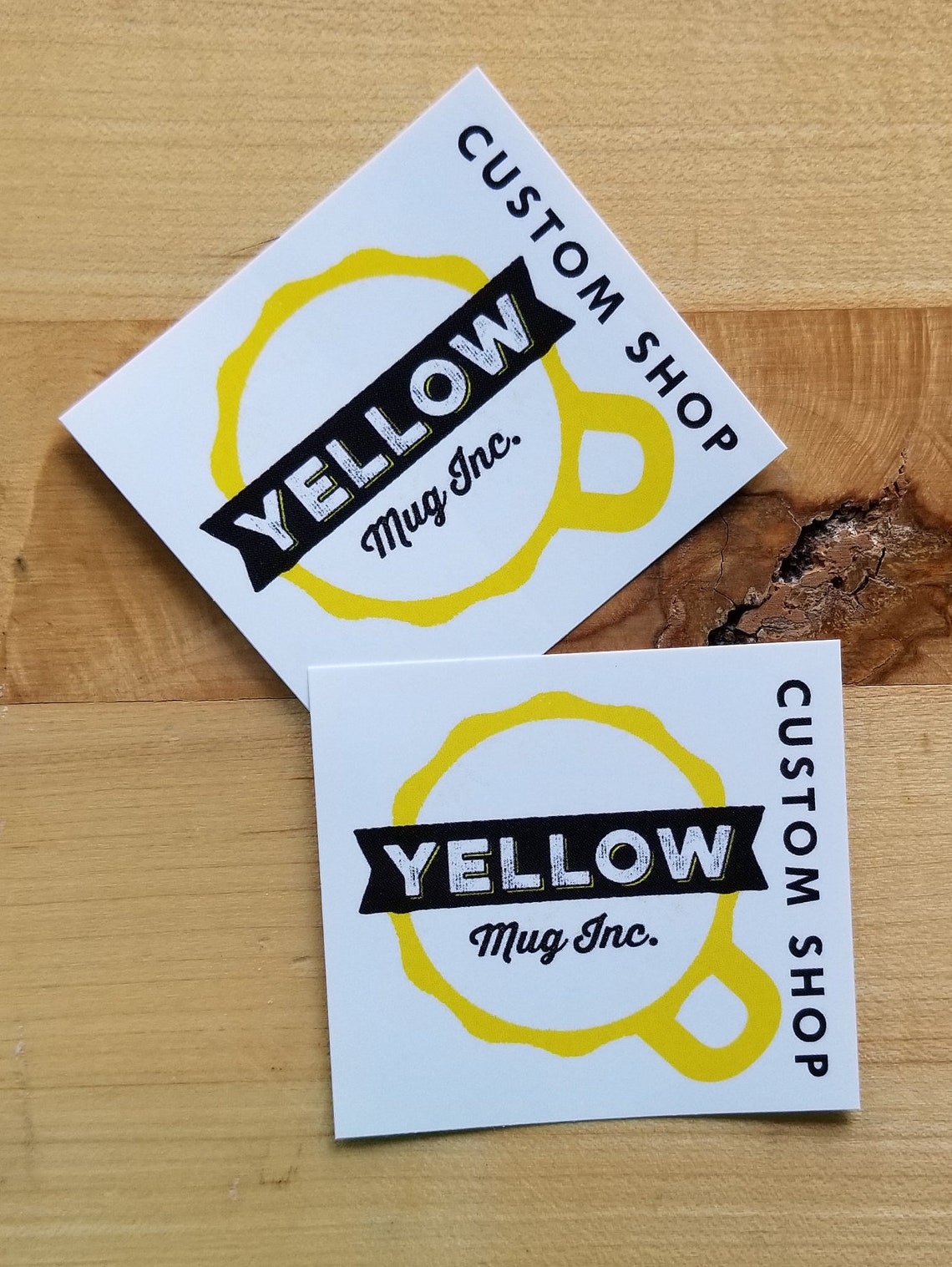 Yellow Mug Logo Stickers 2 Pack - Etsy UK