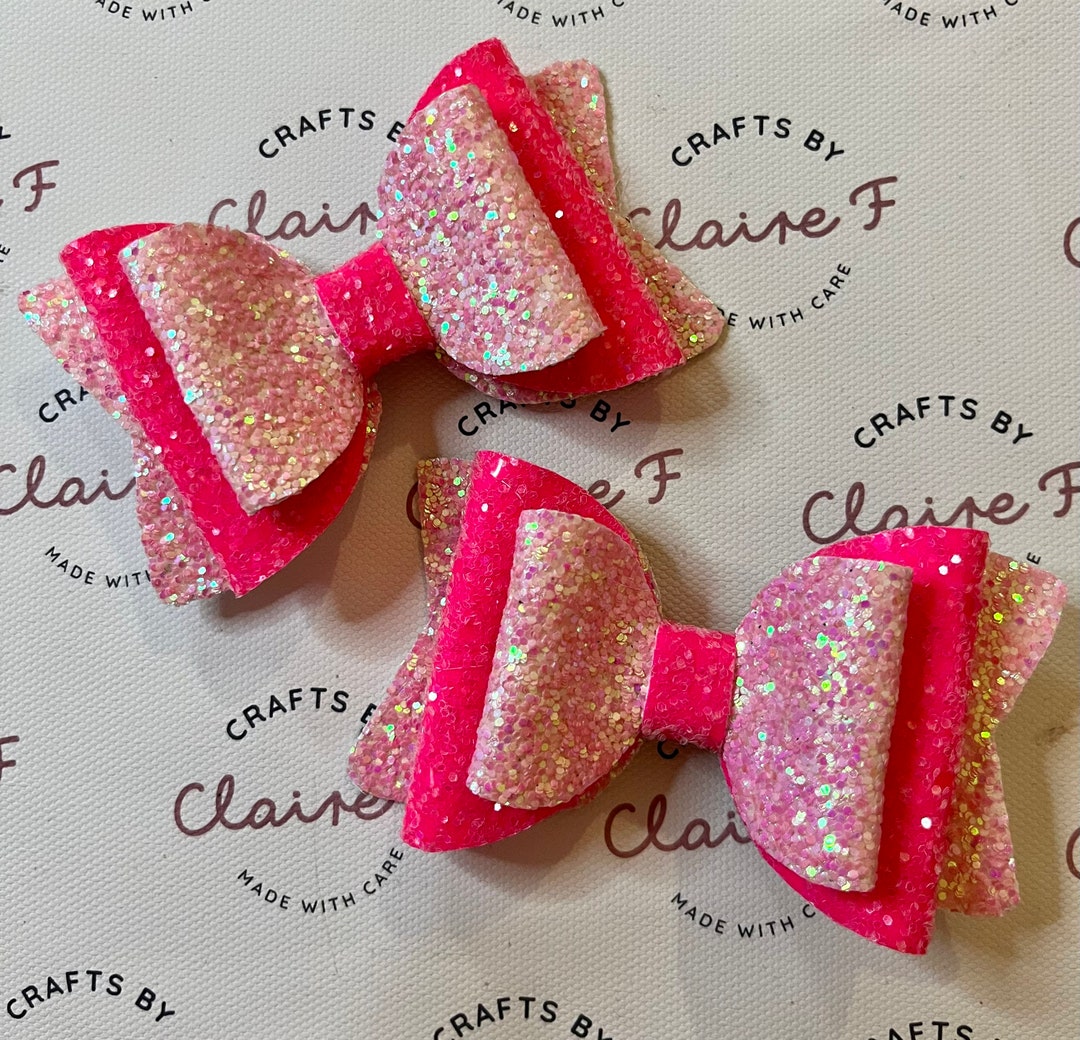 Neon Pink Pigtail Bows - Etsy