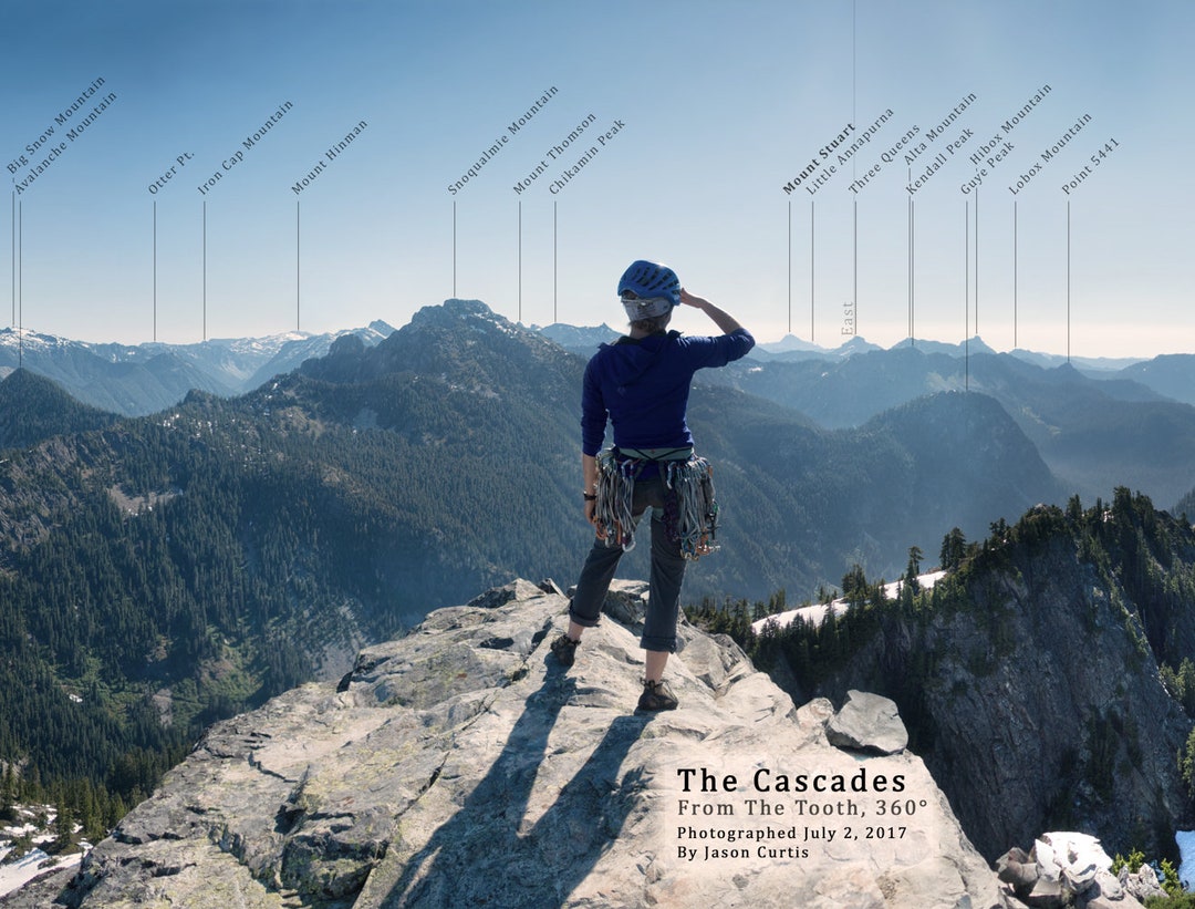 Cascades Labeled Mountains Panorama Wall Art Ultra Wide Print With ...