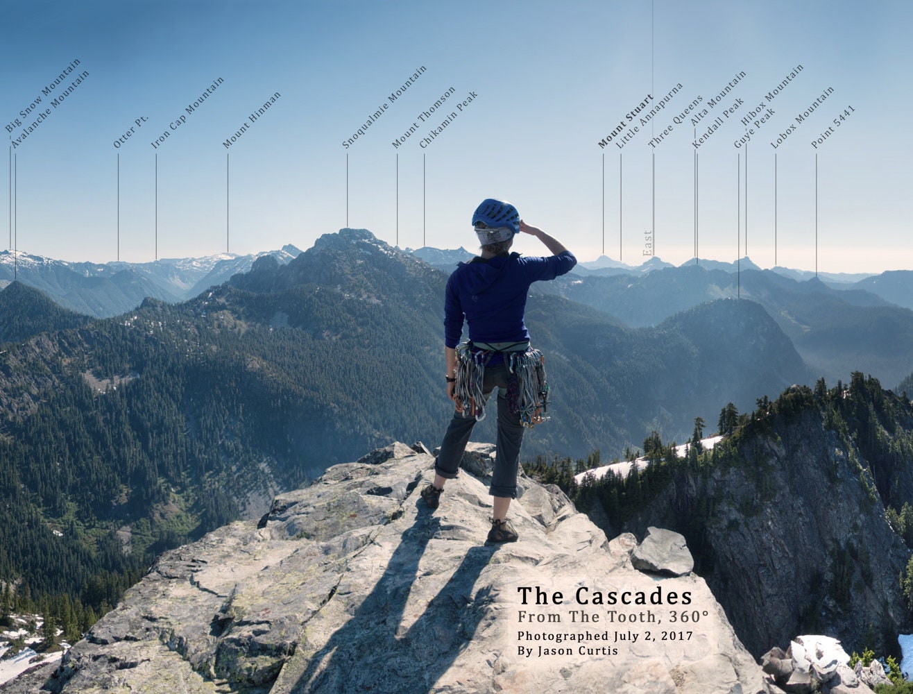 Cascades Labeled Mountains Panorama Wall Art Ultra Wide Print With ...