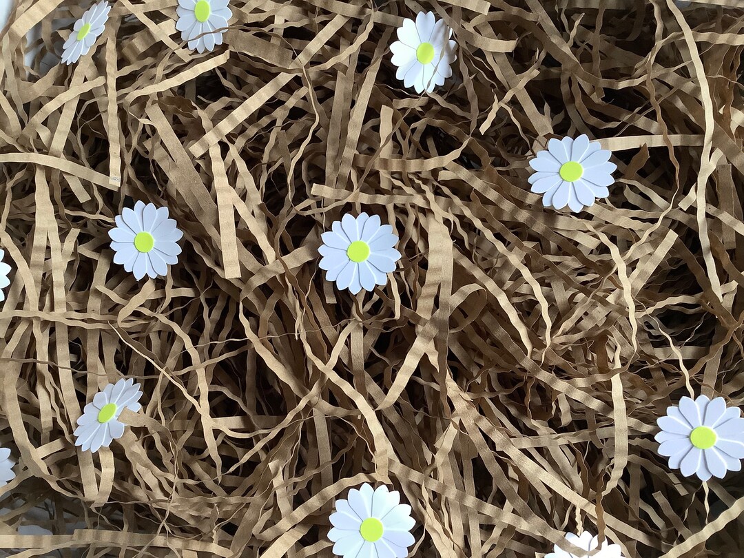 Shredded Kraft Brown Paper With Daisy Flowers Confetti for Gift Baskets ...