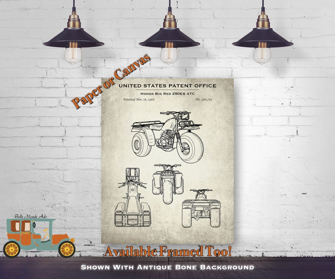 1986 Vintage ATC Patent Art Print Vintage Three Wheeler Blueprint Retro ...