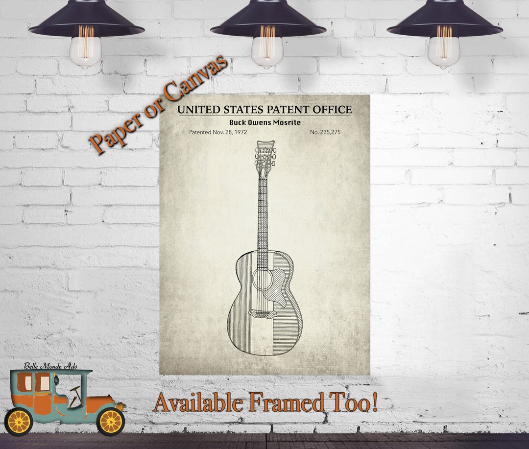 1972 Vintage Acoustic Guitar Patent Print Historical Guitar Invention ...