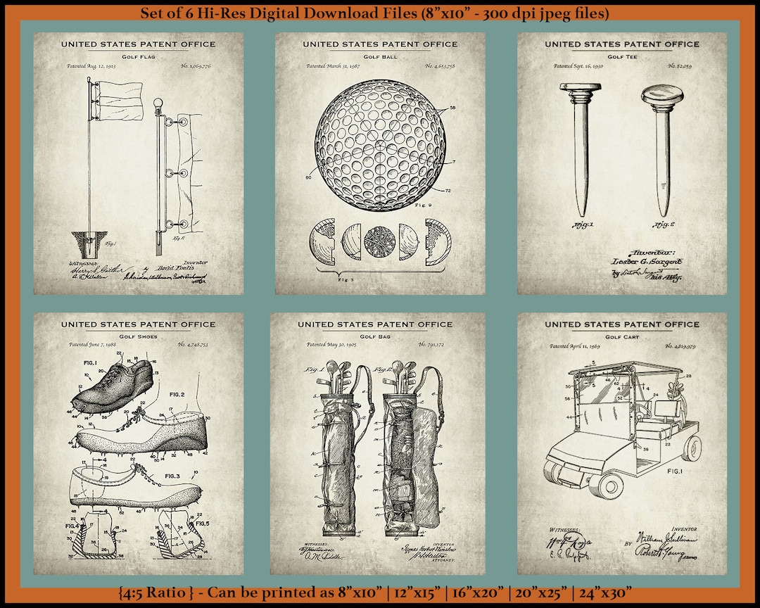 Vintage Golf Equipment Digital Download Patent Prints Printable Golf ...
