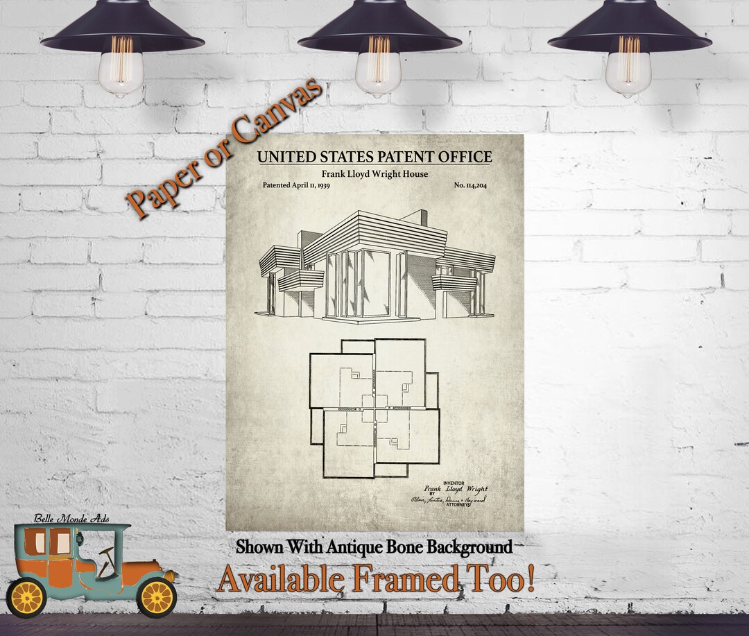 1939 Frank Lloyd Wright House Patent Art Print Historic Invention ...