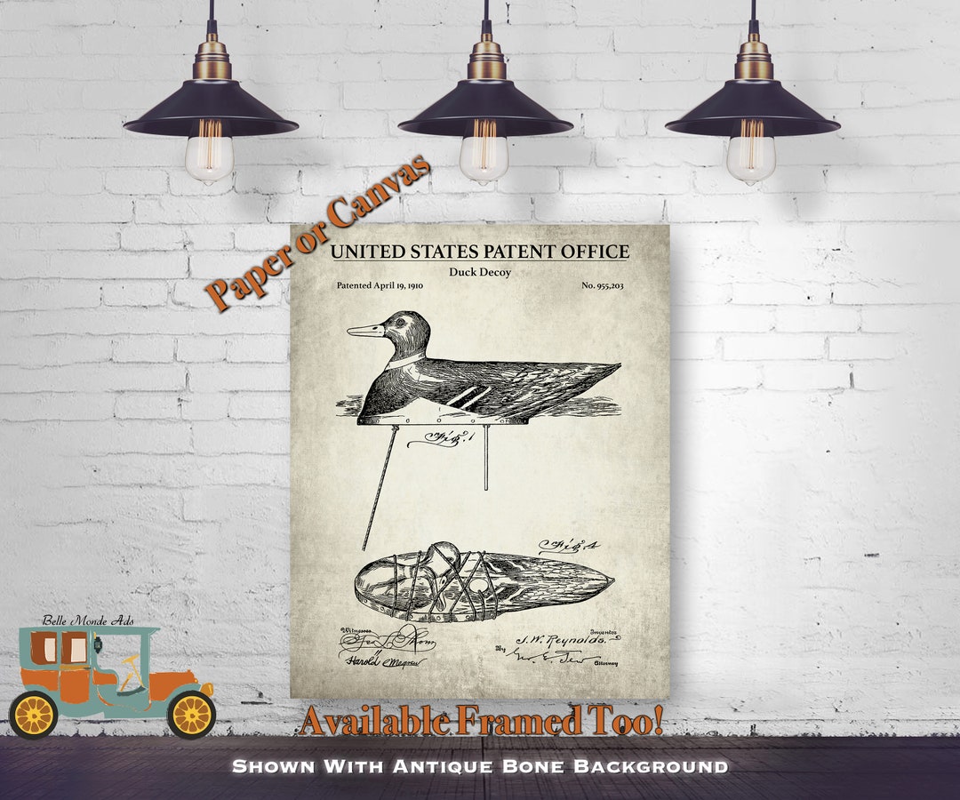 1910 Antique Duck Decoy Patent Print Duck Hunting Invention Duck ...