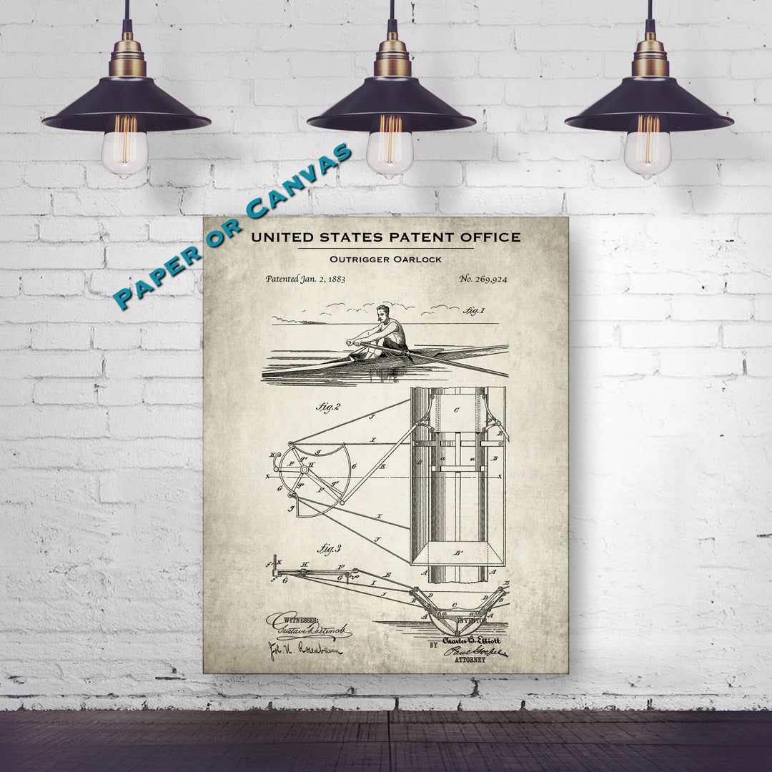 1883 Single Scull Oarlock Patent Print Vintage Rowing Scull Design ...