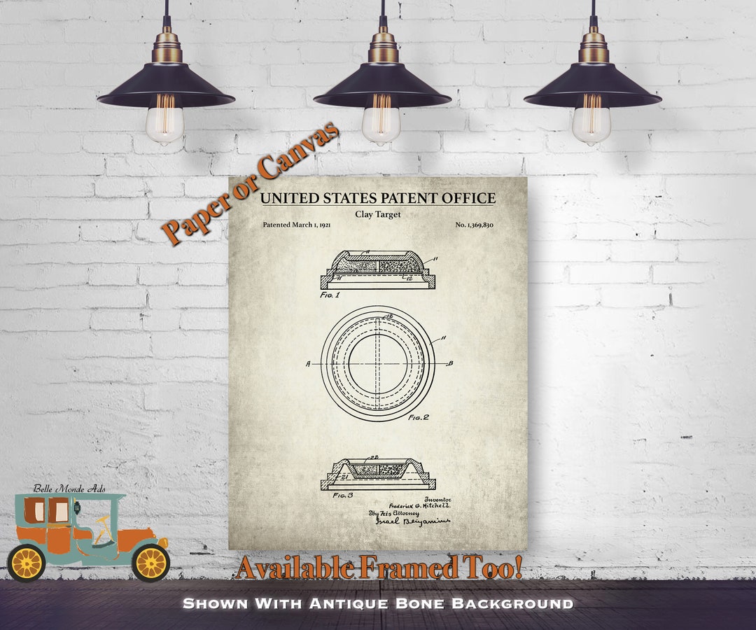 1921 Antique Clay Target Patent Print Clay Pigeon Invention Blueprint ...