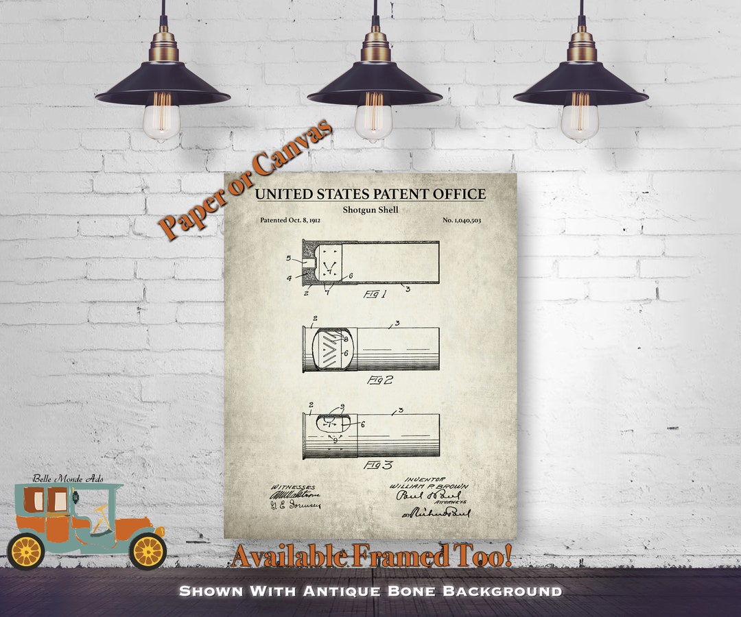 1912 Antique Shotgun Shell Patent Art Print Ammunition - Etsy