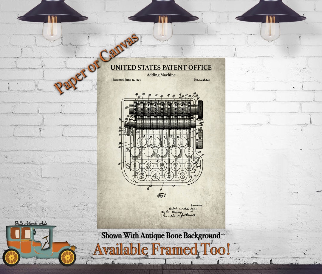 1923 Adding Machine Patent Art Print Vintage Accounting Invention ...