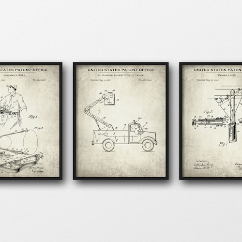 Set of 6 Vintage Lineman Patent Print. Lineman Gifts. Lineman - Etsy