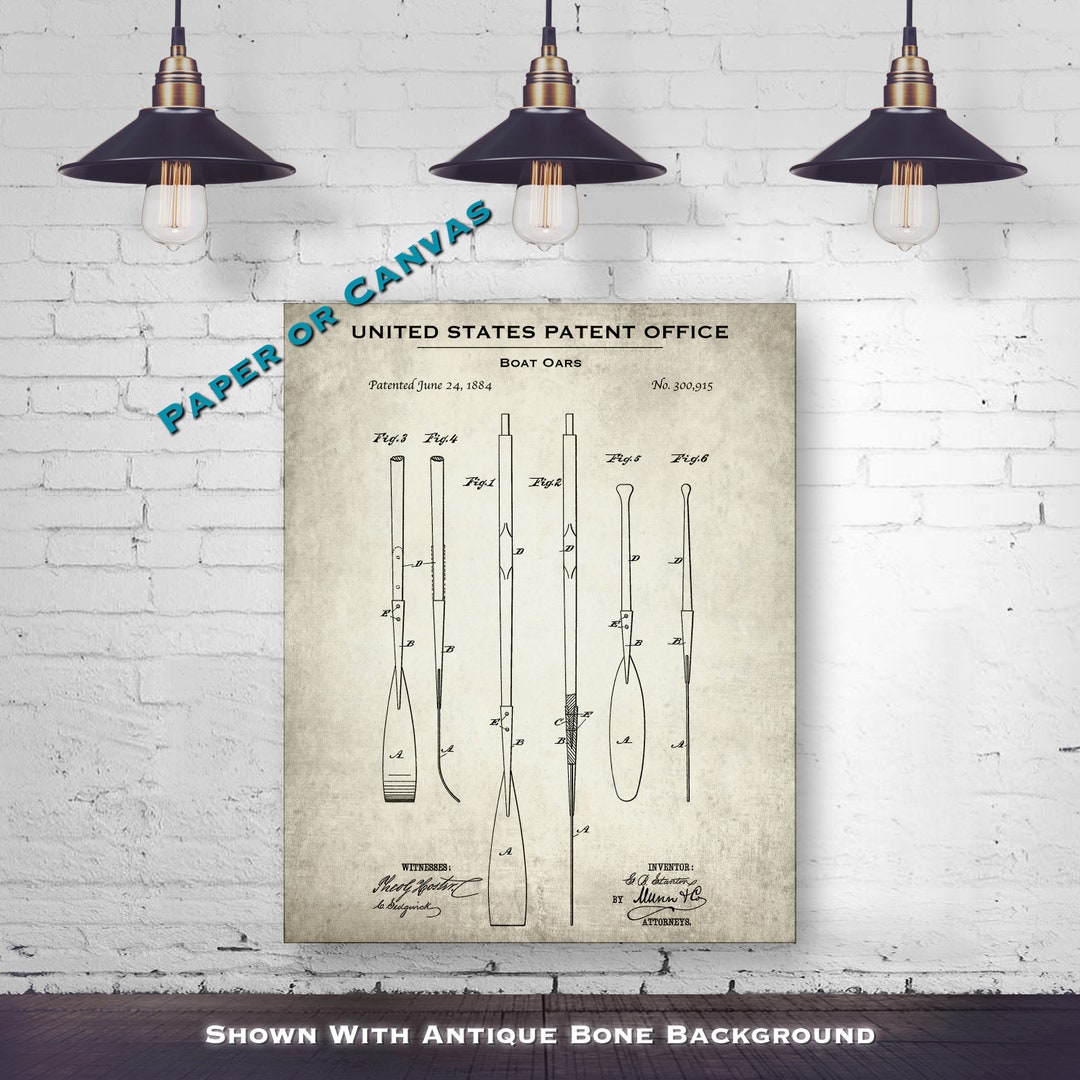 1884 Boat Oars Patent Print Boat Oars Design Blueprint - Etsy