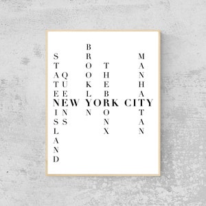 New York City Five Boroughs Art | Digital Download, Printable Wall Art ...