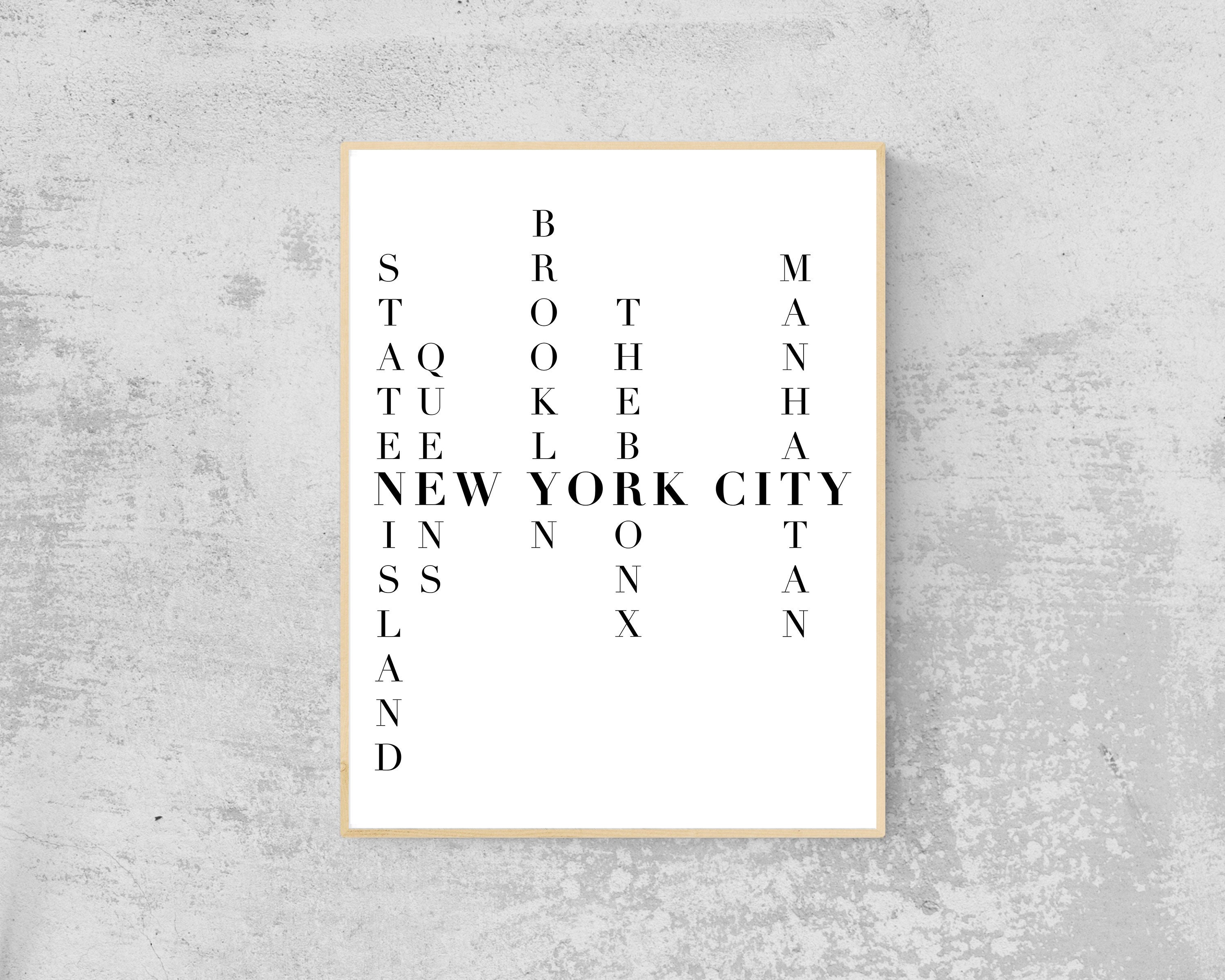 New York City Five Boroughs Art Digital Download, Printable Wall Art ...