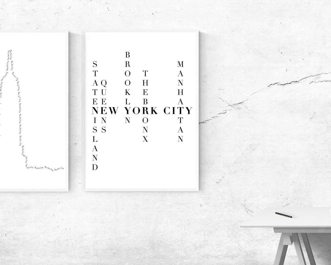 New York City Five Boroughs Art Digital Download, Printable Wall Art ...