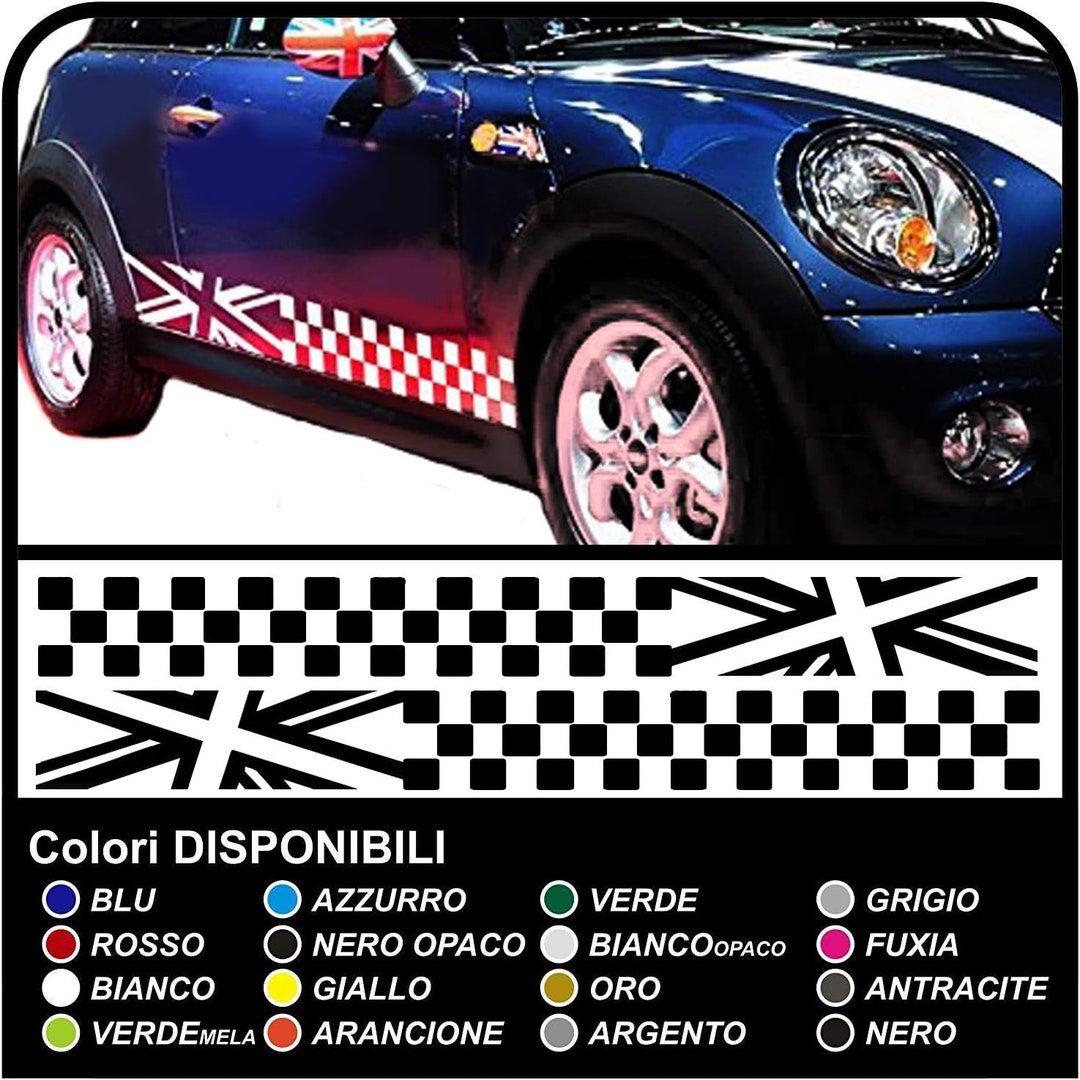 CAR Stickers Union Jack Stripes Vinyl Decals Checkered Side Stickers ...