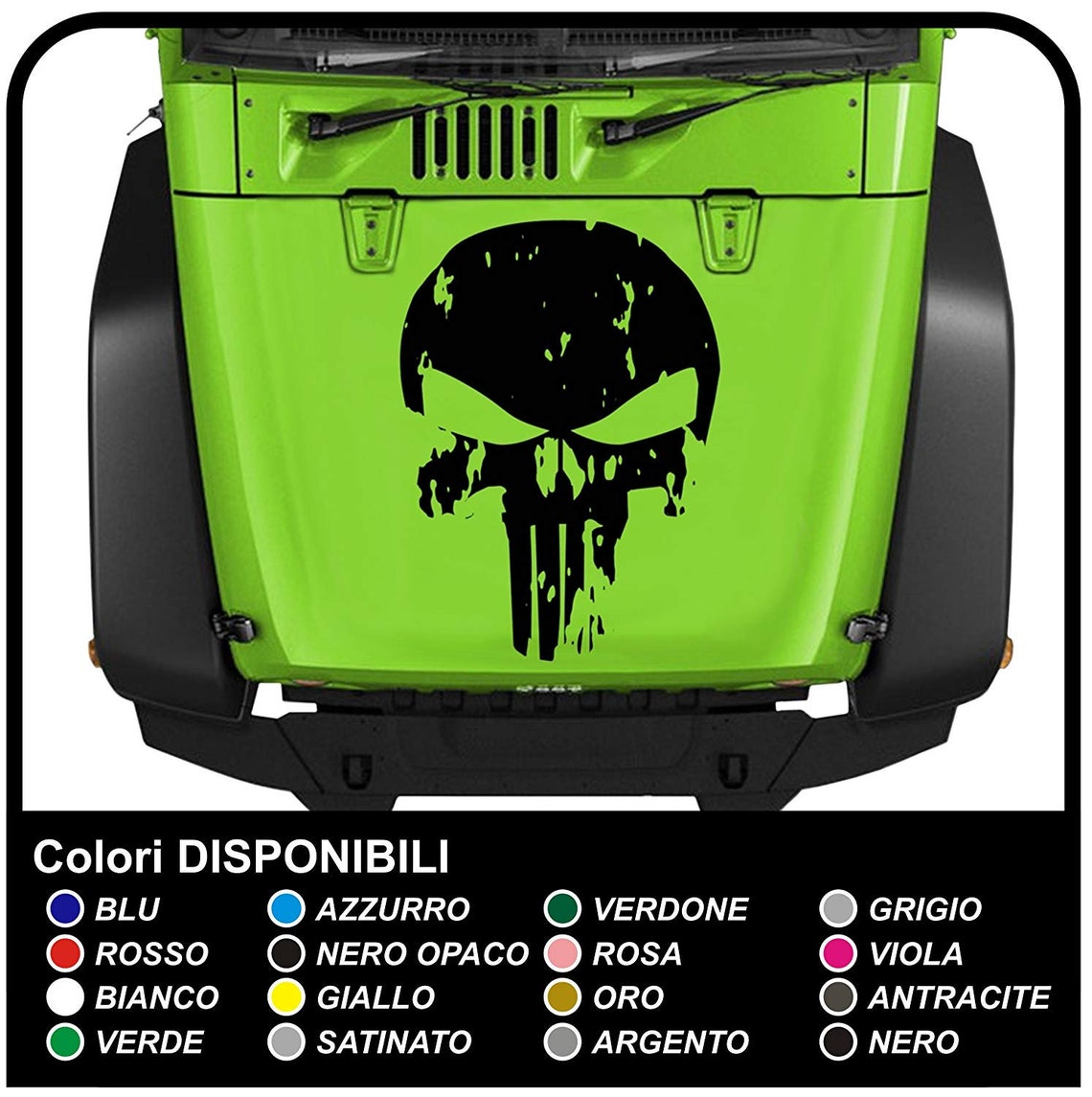 Sticker Bonnet-stickers to Affix on the Bonnet Skull Effect Worn Skull ...