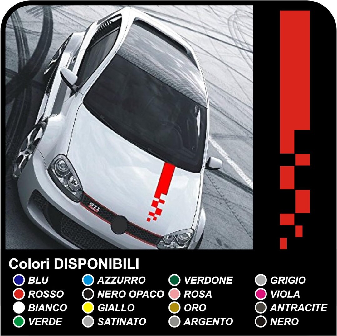 Universal RACING Bonnet Stripes Adhesive Strips, Excellent for All Cars ...