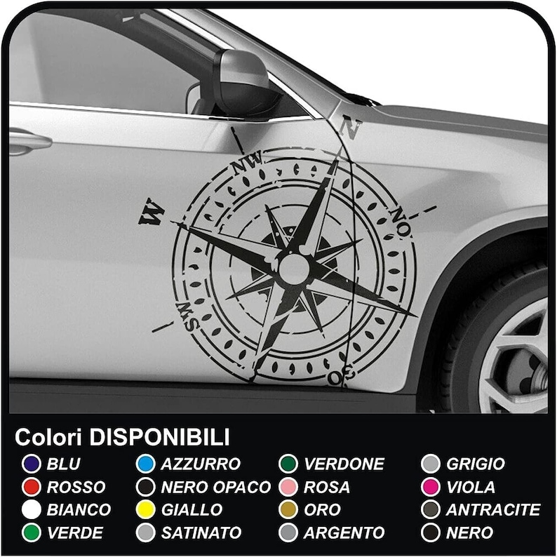Kit 2 Adesivi Rosa Dei Venti Effetto Consumato per Auto Van E - Etsy