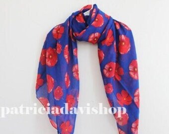 Super Soft Poppy Scarf With White Background - Etsy