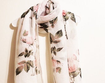 Rose Flower Print Scarf - Etsy