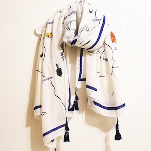 California Map Scarf With Tassel - Etsy