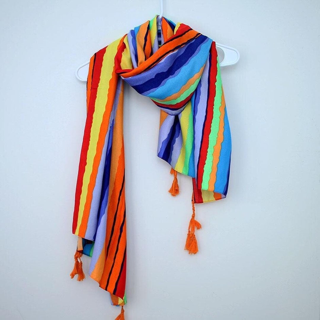 Tassel Scarves Rainbow Scarf for Women Fall Autumn Winter Gifts - Etsy