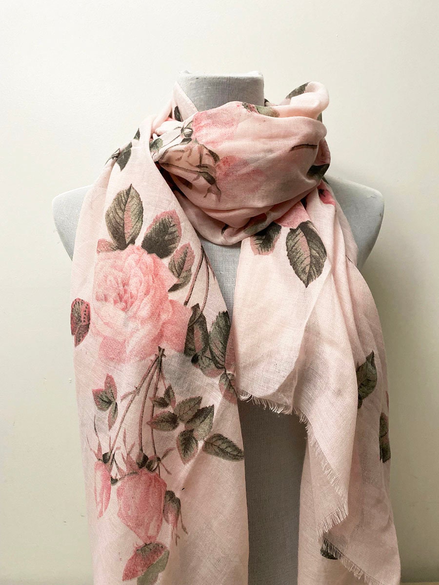 Rose Flower Print Scarf - Etsy