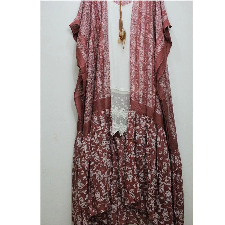 Long Ruffle Duster, Maxi Long Kimono, Paisley Womens Kimonos, Summer ...