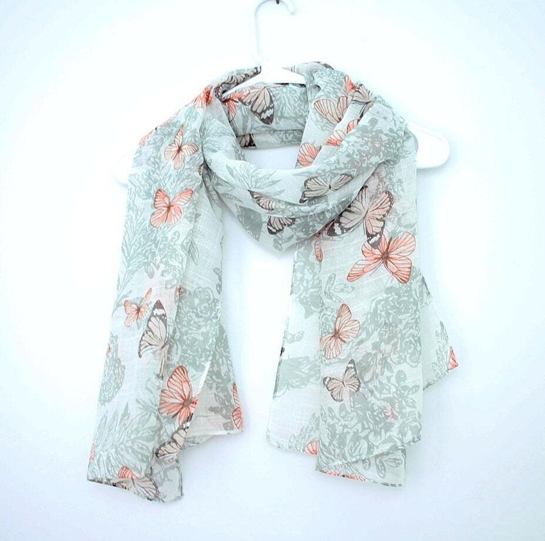 Butterfly Scarves Soft Green Butterflies Scarf for Women Fall Autumn ...
