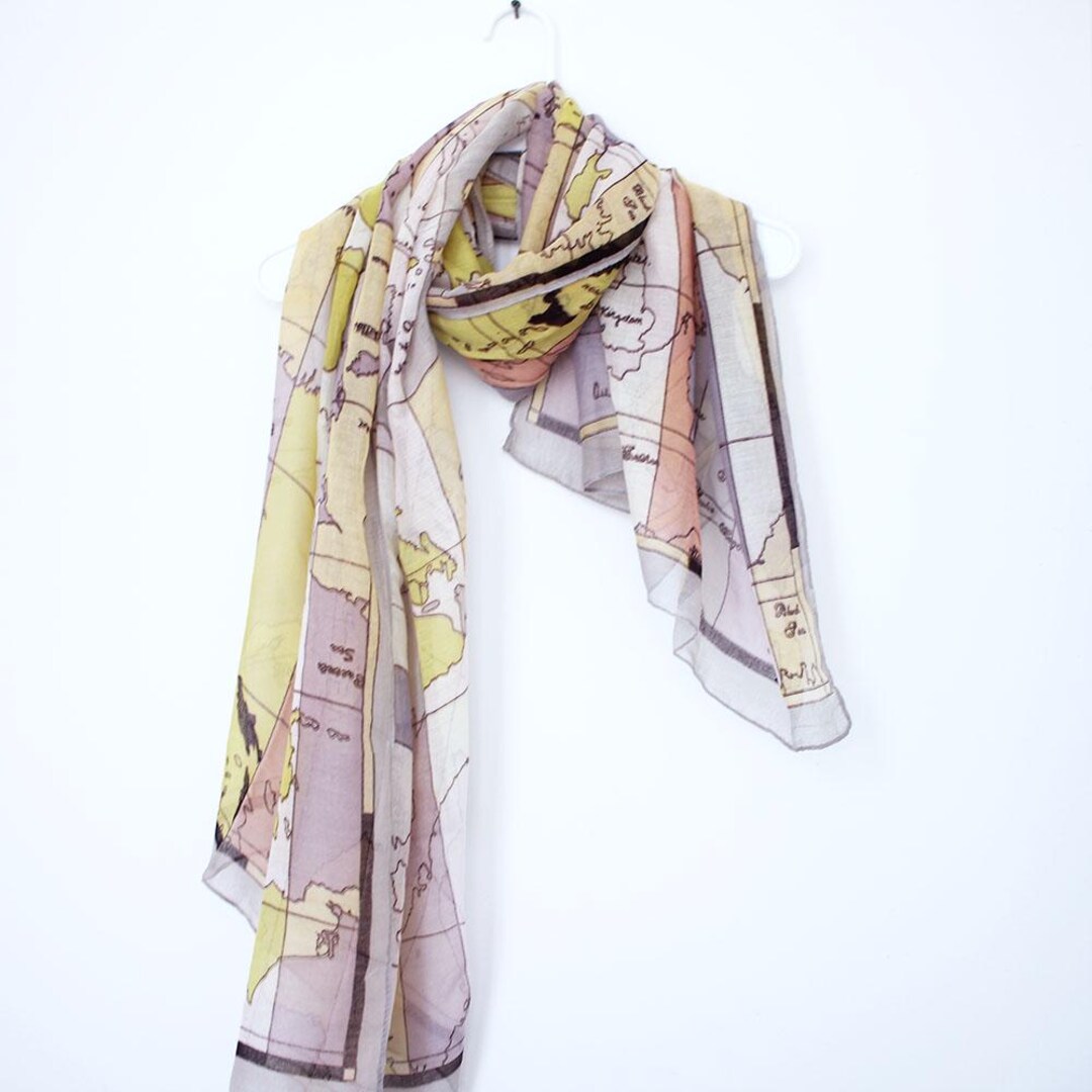 Womens Scarf Map Global Map Print Gifts Leaf Her Christmas Gift ...