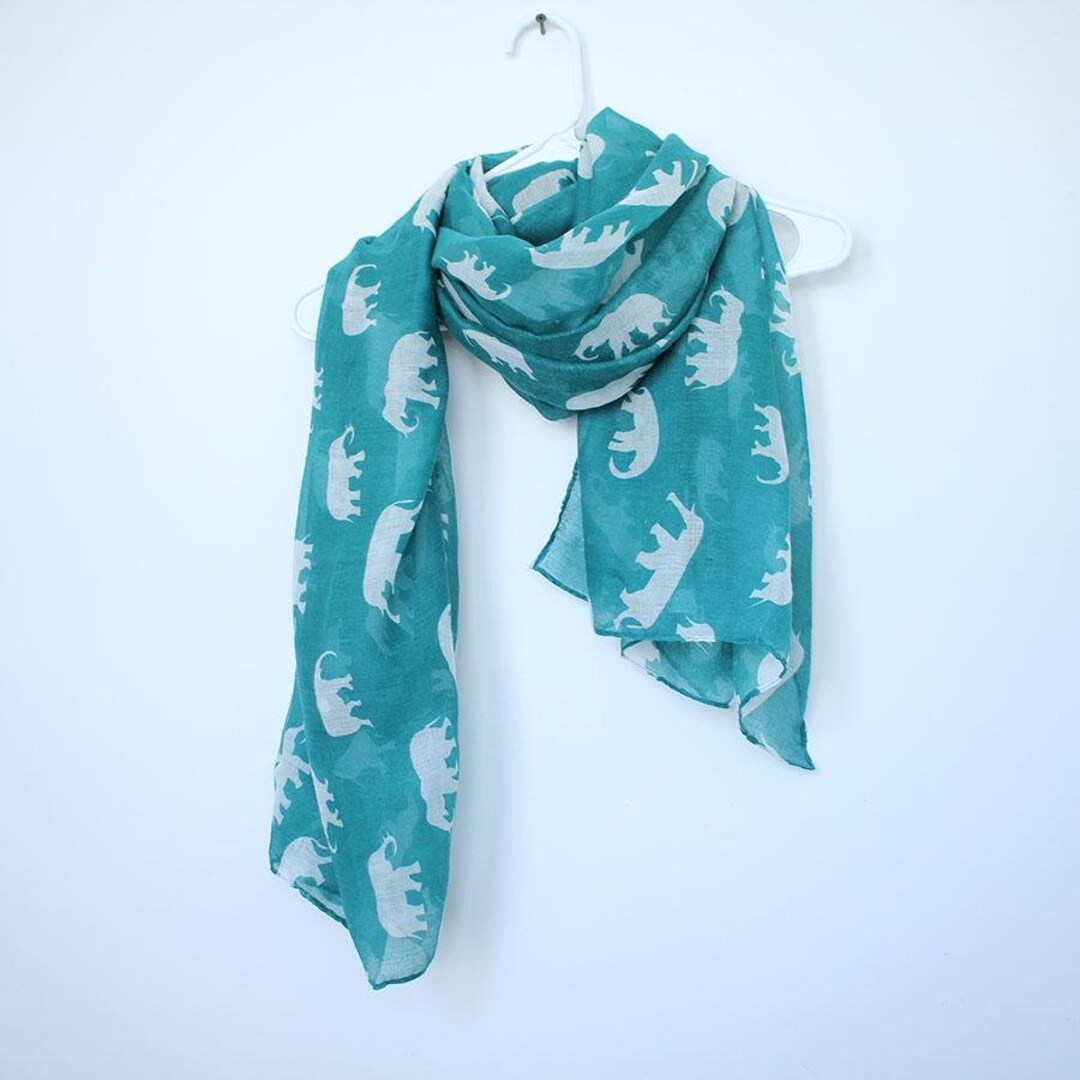 Elephant Animal Scarves Soft Teal Green Scarf for Women Fall Autumn ...
