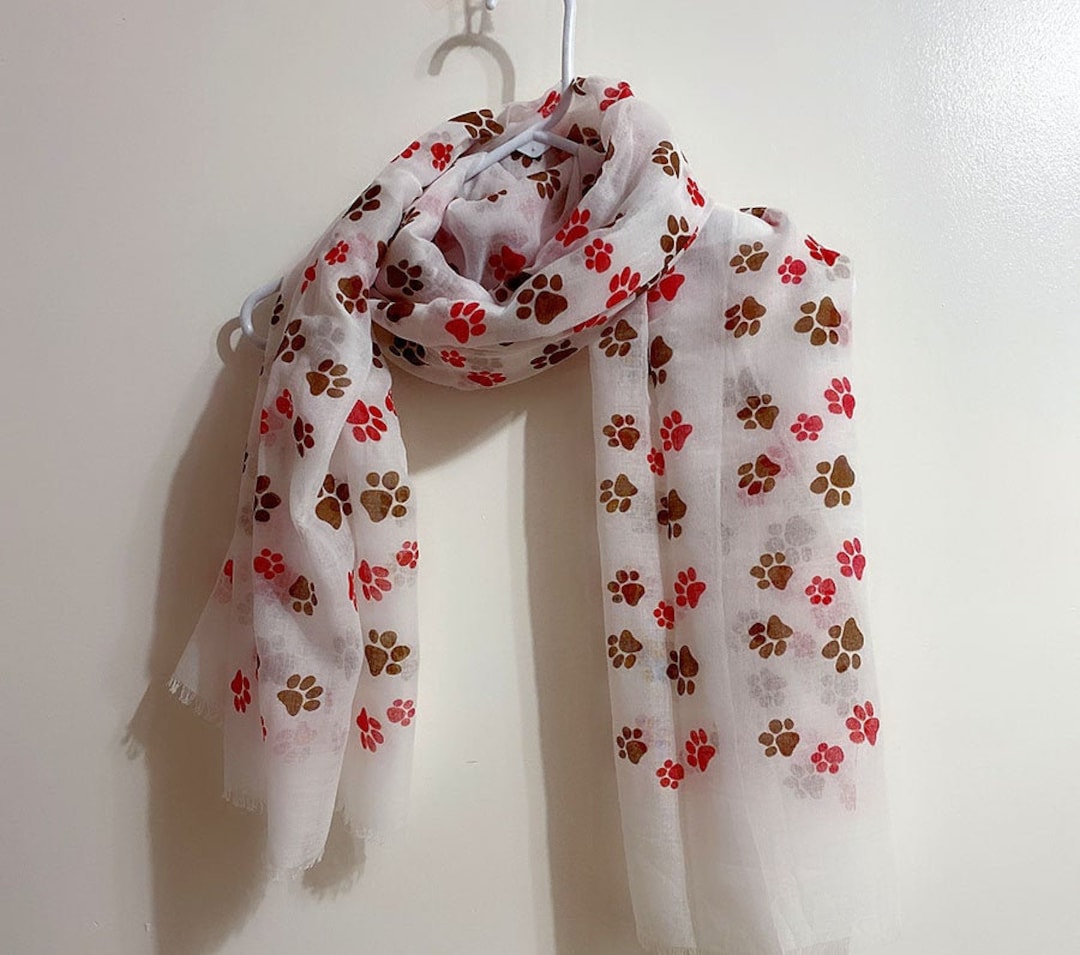 Pawprint Scarf, Paw Print Shawl, Paw Scarf, Dog Mom Gifts, Dog Lover ...