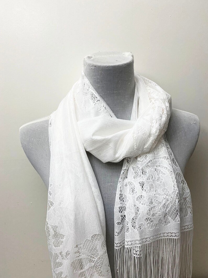 White Lace Scarf - Etsy