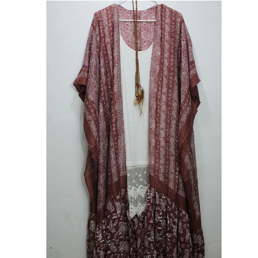 Long Ruffle Duster, Maxi Long Kimono, Paisley Womens Kimonos, Summer ...