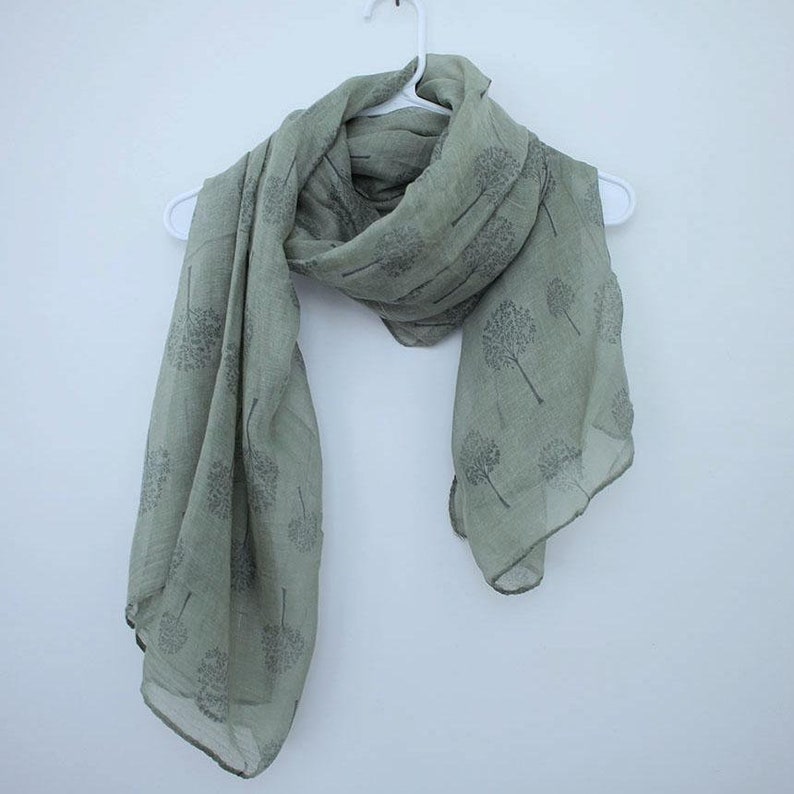 Tree Scarves Green Tree Print Scarf for Women Lightweight Fall Autumn ...